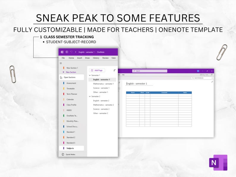 Onenote Teacher Planner Classroom Organization Template Editable Lesson ...