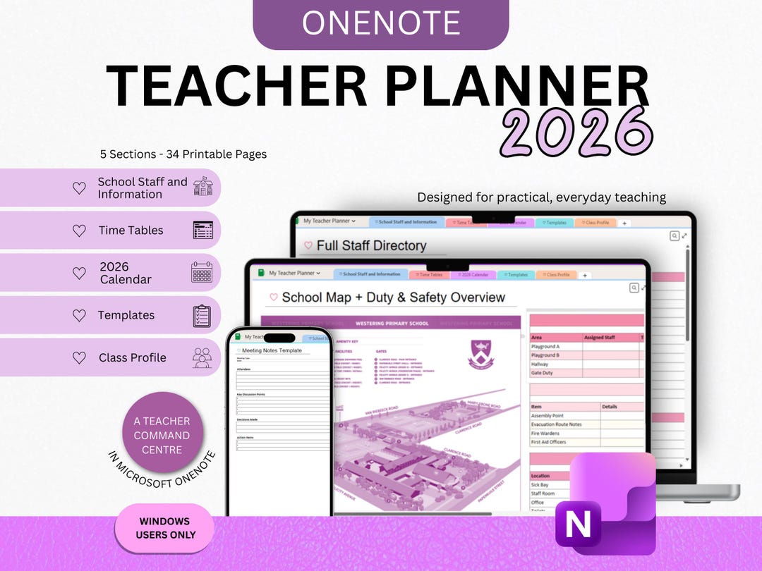 Microsoft Onenote Teacher Planner 2026 | Digital Lesson Plans ...