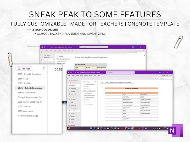 Onenote Teacher Planner Classroom Organization Template Editable Lesson ...