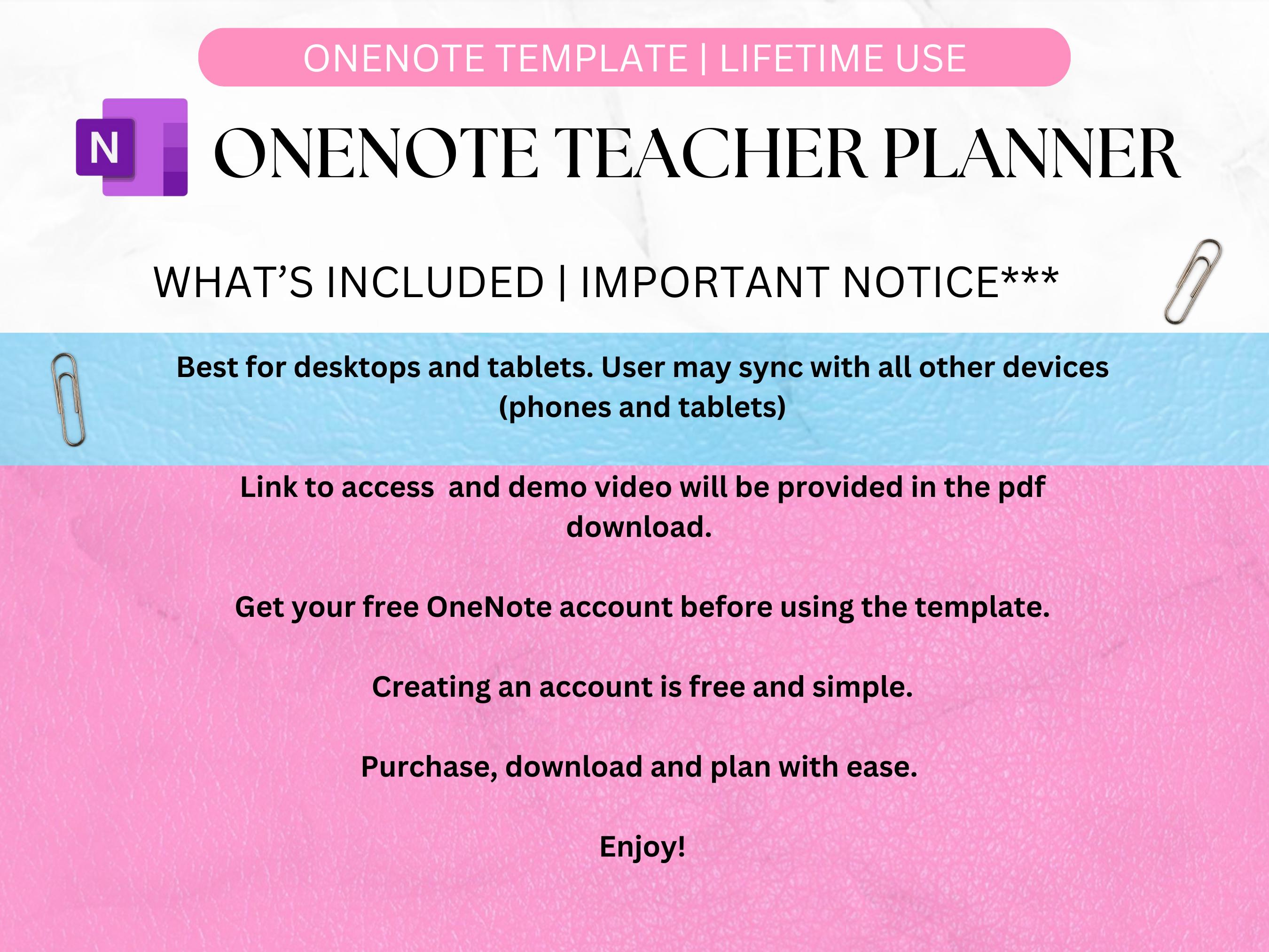 Onenote Teacher Planner Classroom Organization Template Editable Lesson ...