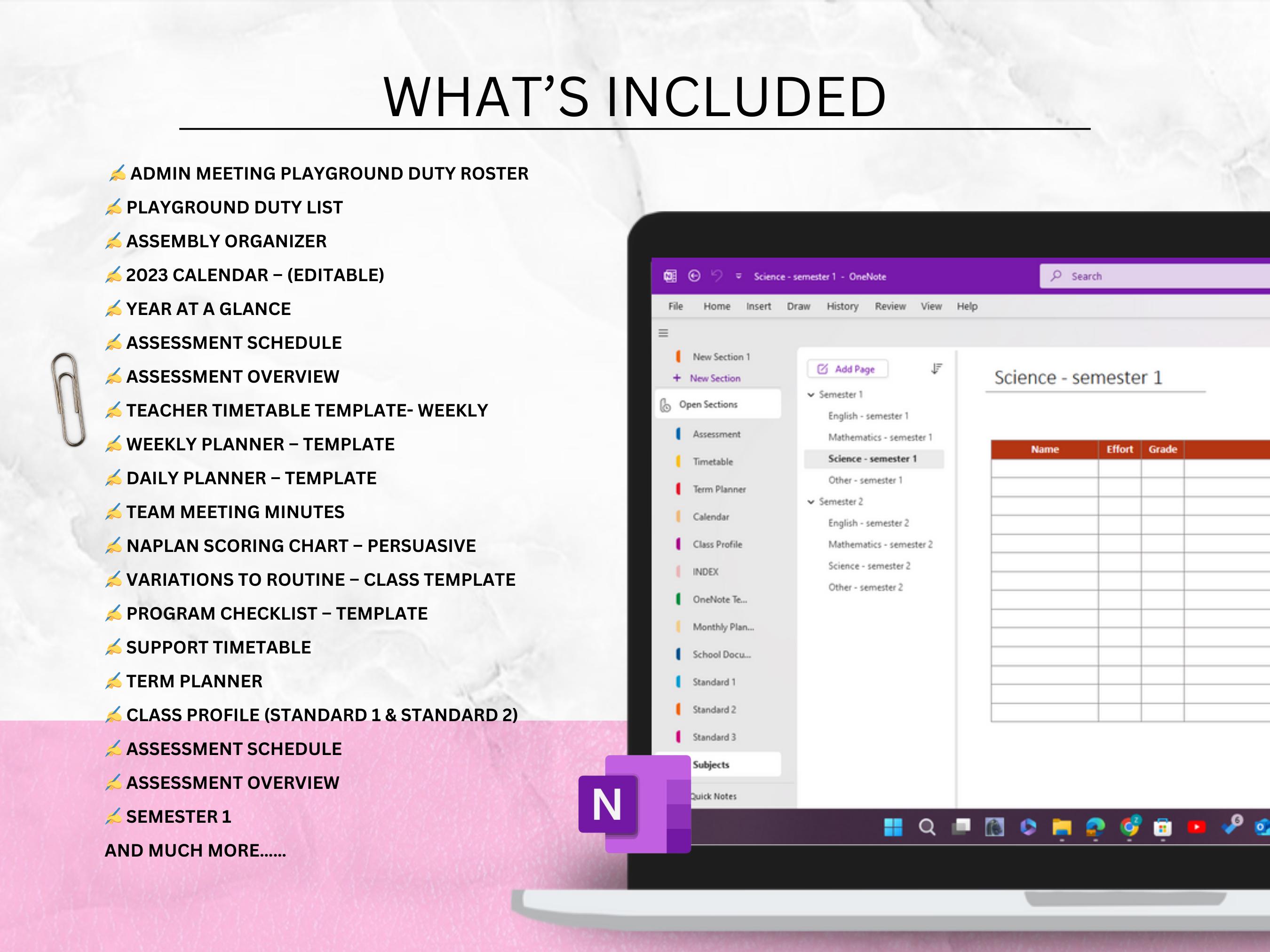 Onenote Teacher Planner Classroom Organization Template Editable Lesson ...