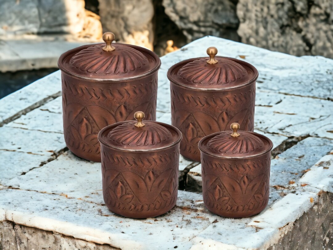 Handmade Copper Oxide Tumbled Spice Jar Set 4 of , Copper Products ...
