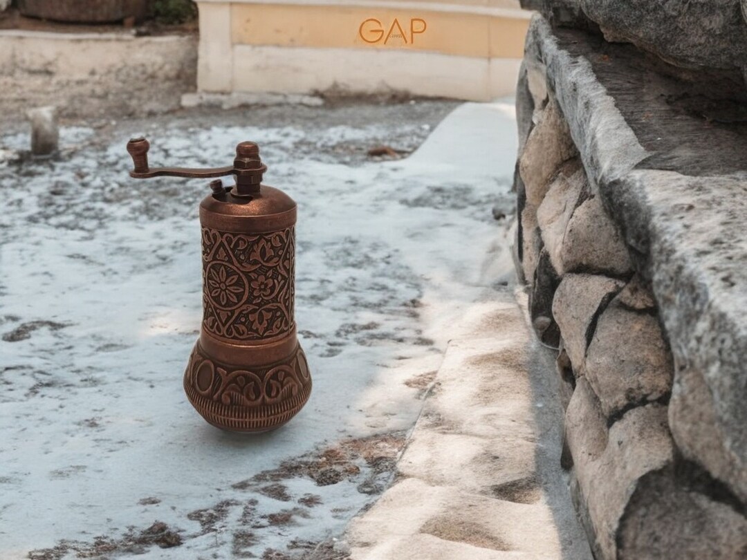 Copper Coffee Grinder Set of 2, Handcrafted Manual Mill, Rustic Kitchen ...