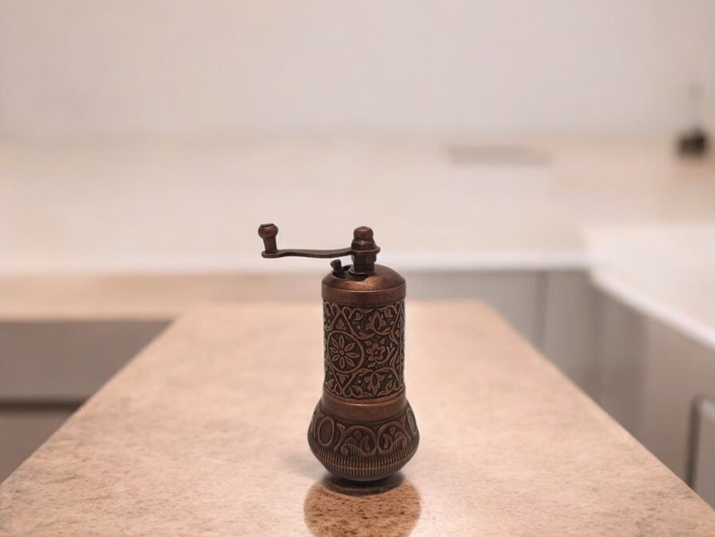 Copper Coffee Grinder Set of 2, Handcrafted Manual Mill, Rustic Kitchen ...