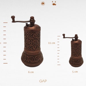 Copper Coffee Grinder Set of 2, Handcrafted Manual Mill, Rustic Kitchen ...