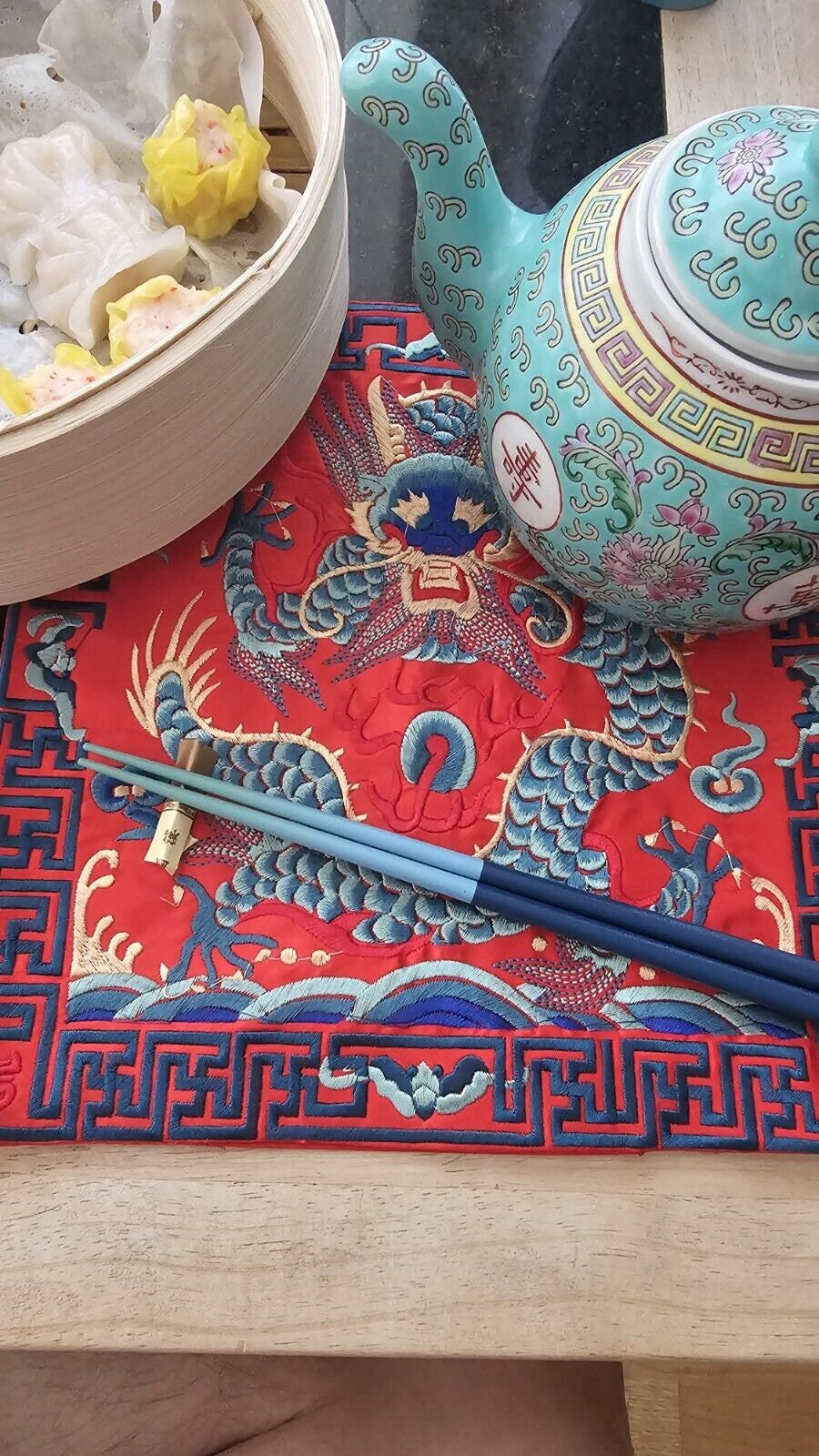 Chinese New Year 2024 Black Dragon Embroidered Placemat Tea Mat Sew Patch - Etsy