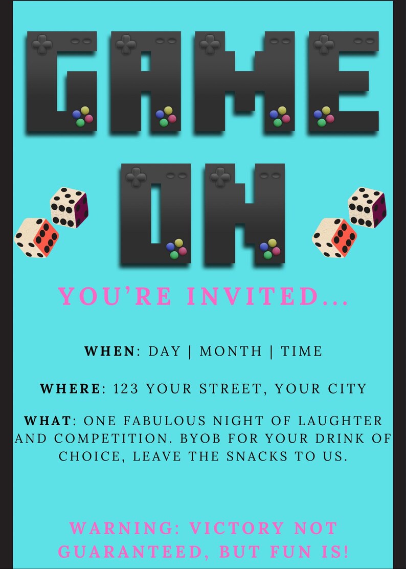 Game Night Invite, Game Night Party, Digital Download, Girls Night ...