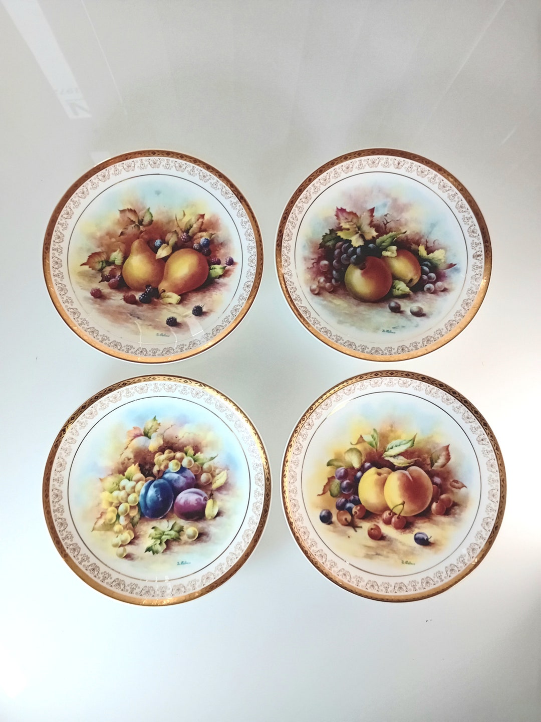 Royal Sovereign China Plates With Design by D. Wallace - Etsy