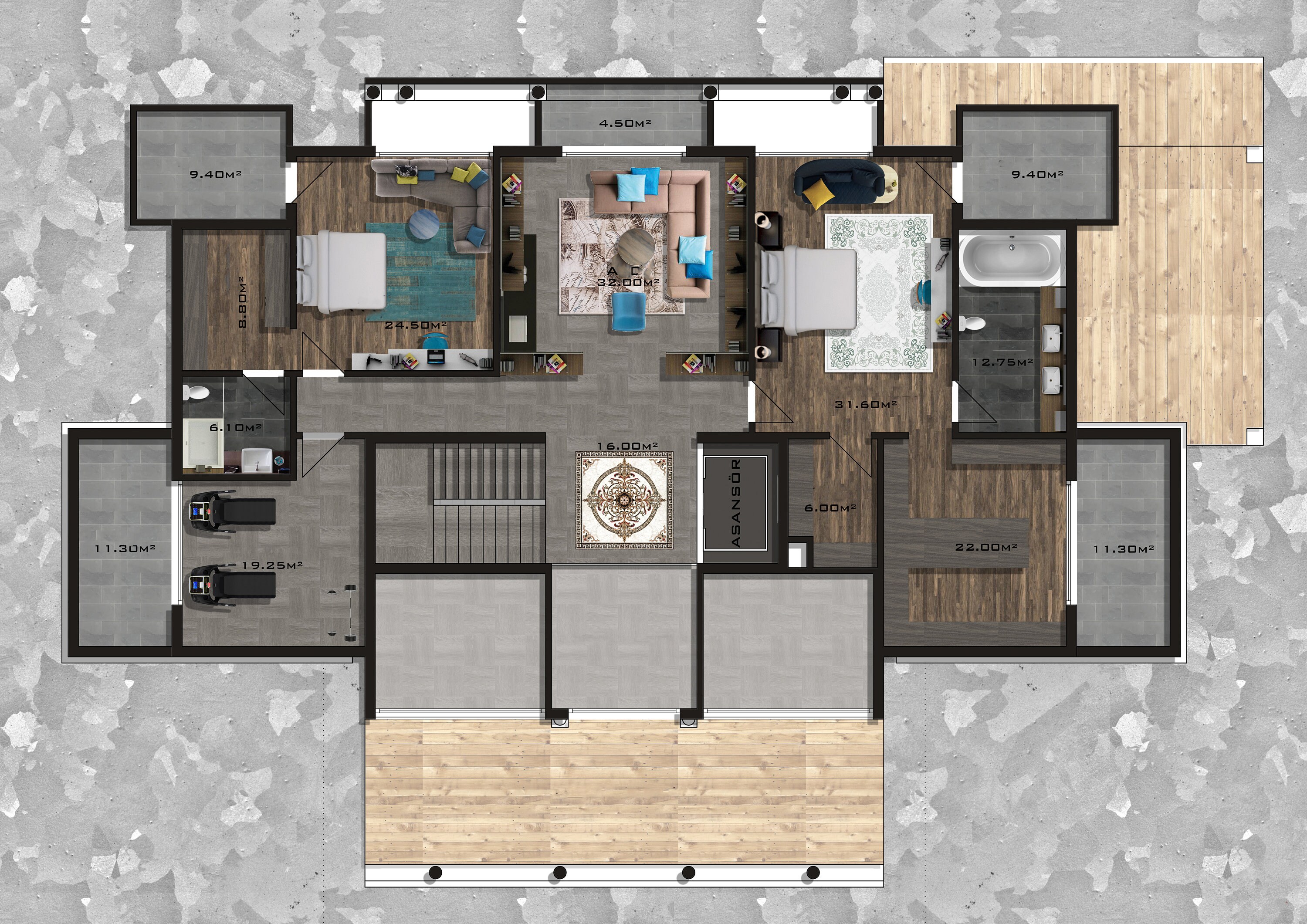 Custom Detailed 3D Floor Plan, Architectural Furniture Layout Plan ...