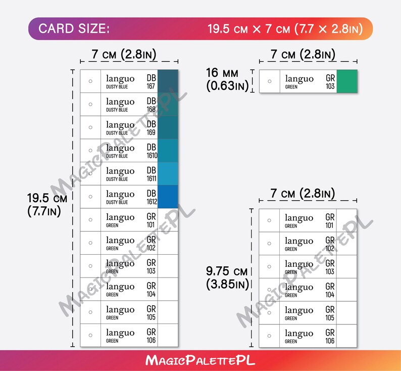 Languo 288 Colors Brush Marker Swatch Template PDF Printable Soft Tip ...