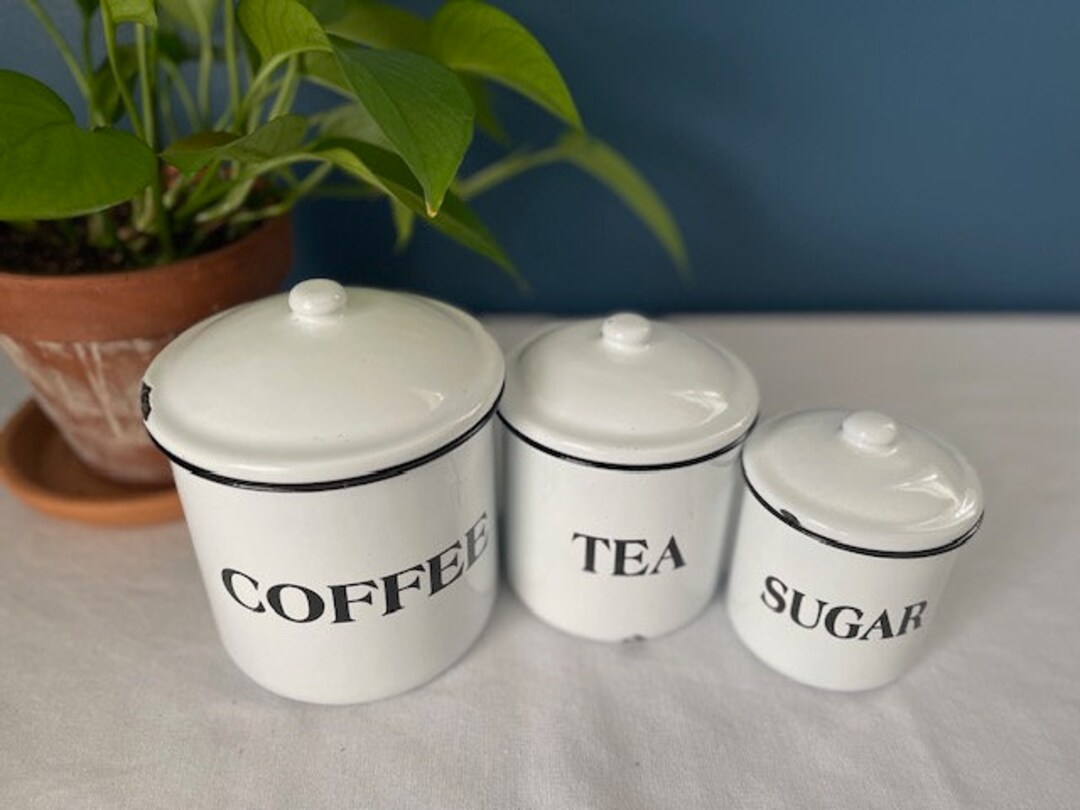 Vintage Enamel Canister Set - Etsy