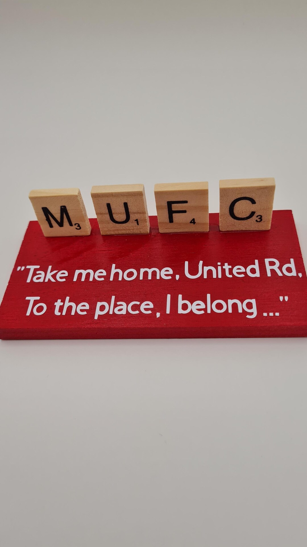 Personalised Manchester United Desk Sign - Scrabble Style Wooden Plaque ...