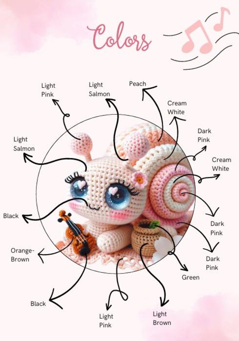Milo the Music Snail Crochet Pattern – Musical Amigurumi in English ...