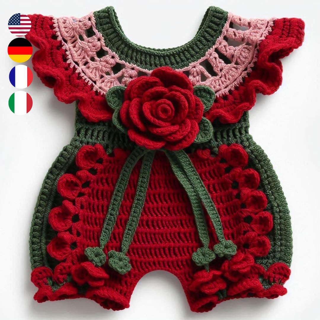 Rosie Jumpsuit Crochet Pattern - Elegant Baby Outfit in English, French ...