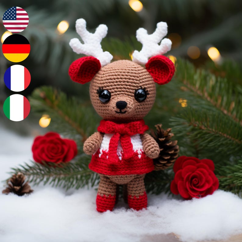 Reindeer Amigurumi Crochet Pattern Multi-language Guide (english ...