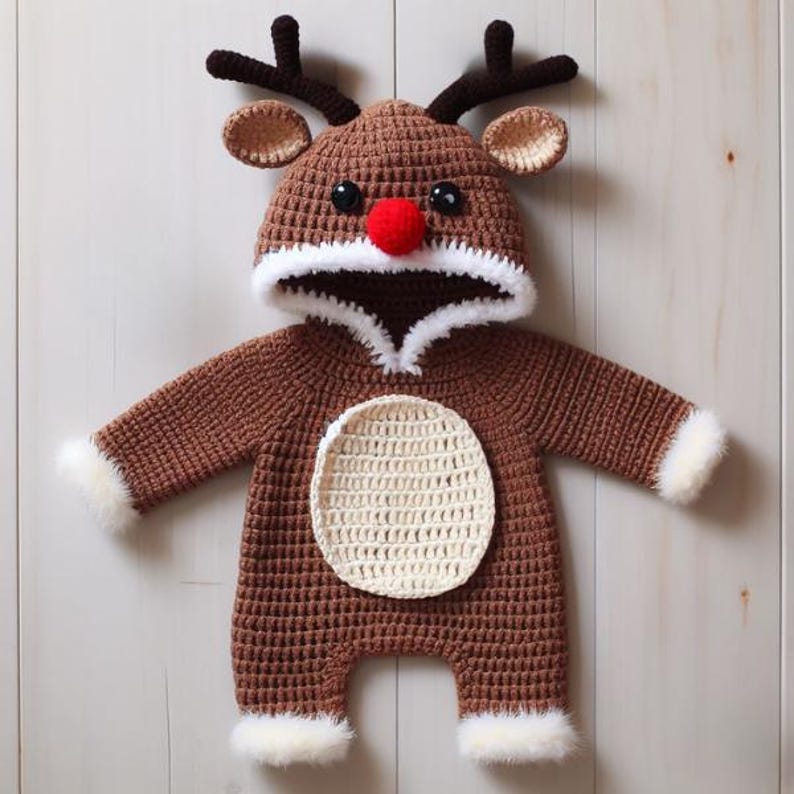 Kerstjumpsuits – 6 haakpatronen (kerstman, rendier, elfje, sneeuwpop ...