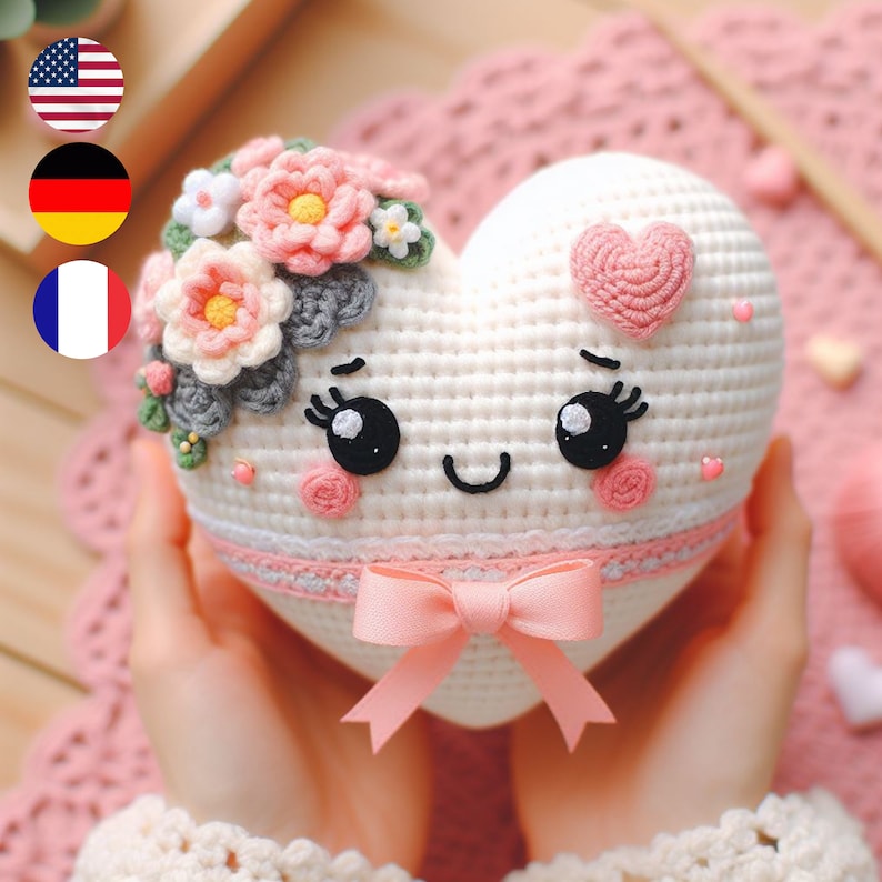 Floral Heart Plushie Crochet Pattern: Romantic Handmade Gift, DIY Love ...