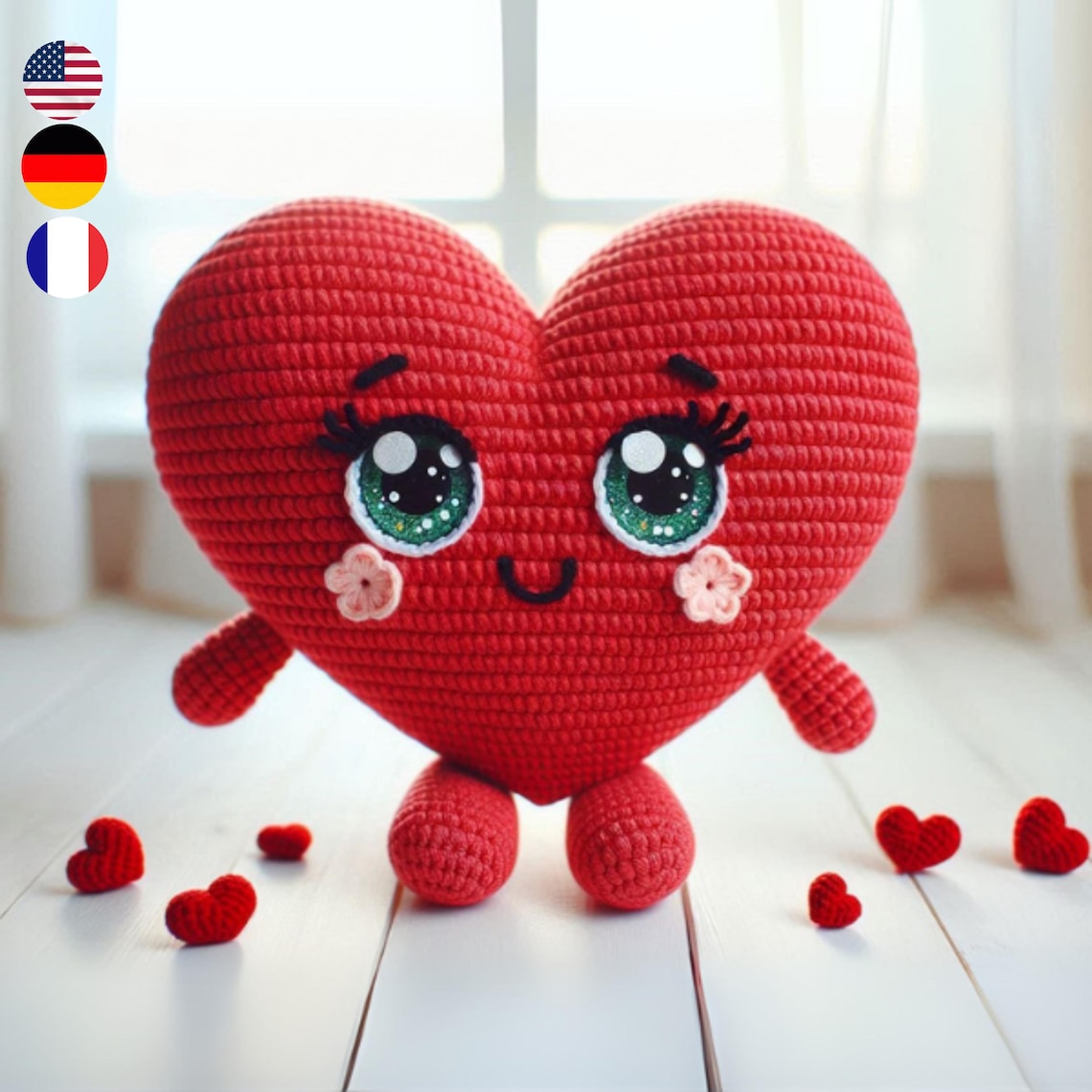 Huggable Heart Pillow Crochet Pattern Multi-language Guide (english ...