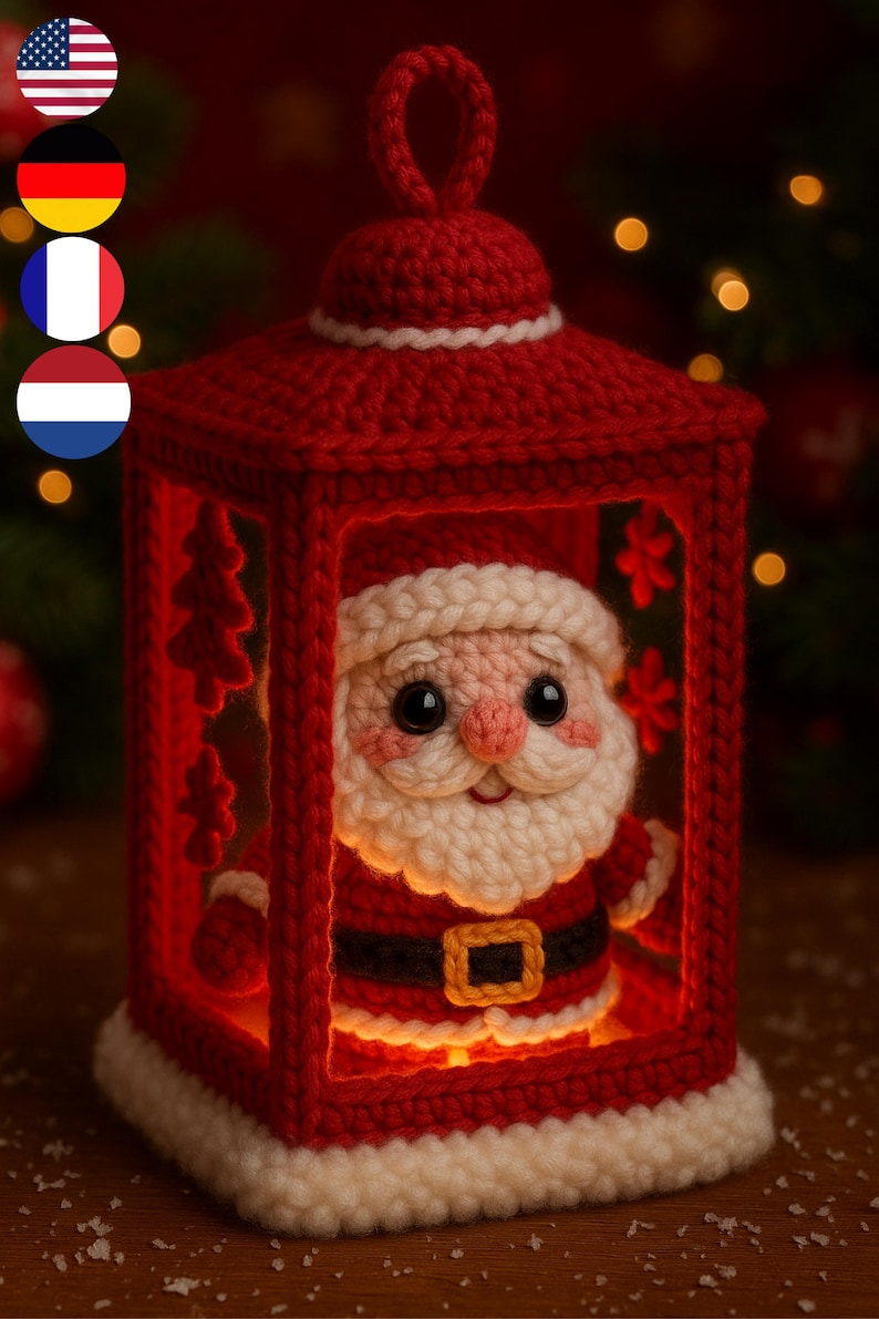 Santa Lantern Crochet Pattern – Festive Christmas Light Decoration in ...
