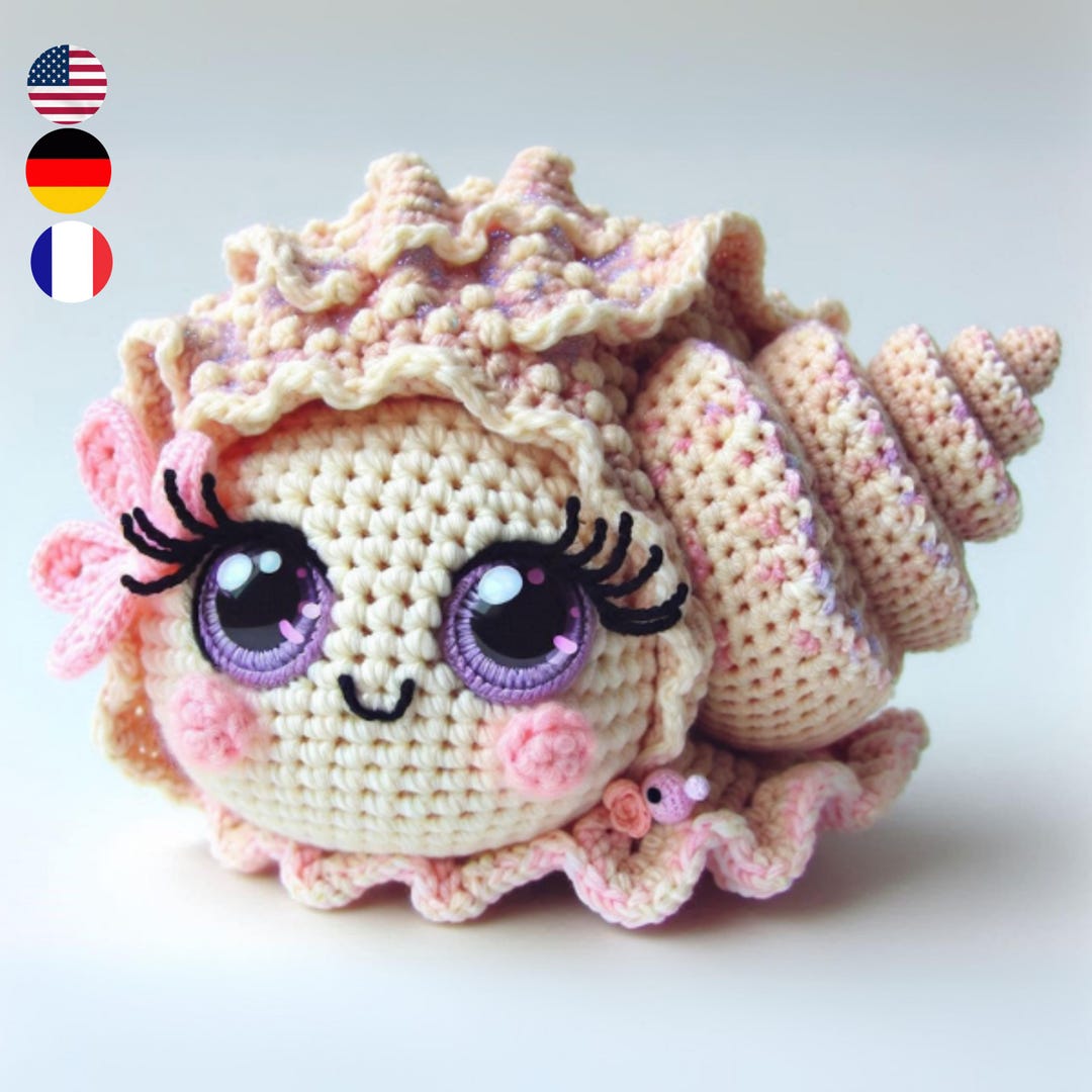 Conch Shell Crochet Pattern – Cute Ocean Amigurumi in English, French ...