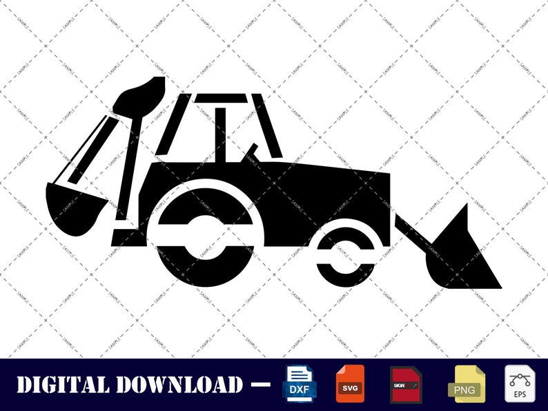 Backhoe Loader Svg, Clipart, Outline, Png, Dxf, Cricut Cut, Signcut Pro ...