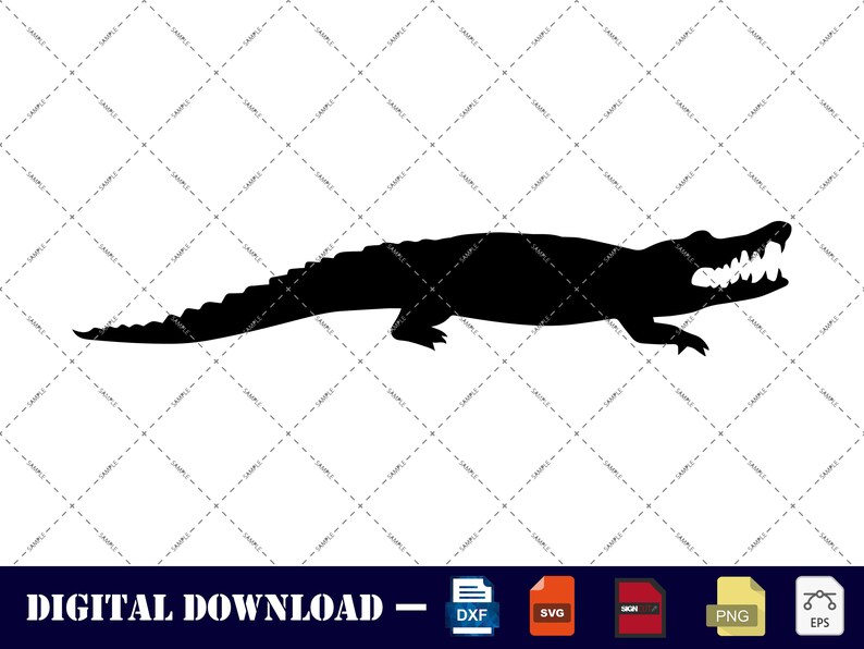 Alligator Reptile Animal Svg, Clipart, Outline, Png, Dxf, Cricut Cut ...