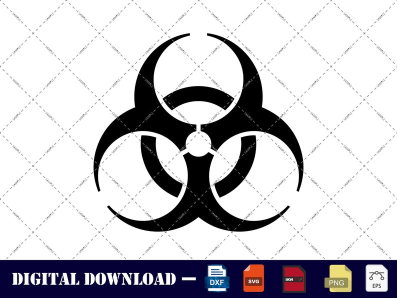 Bio Hazard Sign Symbol Svg, Clipart, Outline, Png, Dxf, Cricut Cut ...