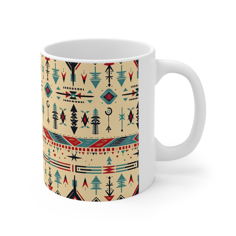 Retro Native American Indian Pattern Mug. Coffee or Tea Mug, Tribal Art ...
