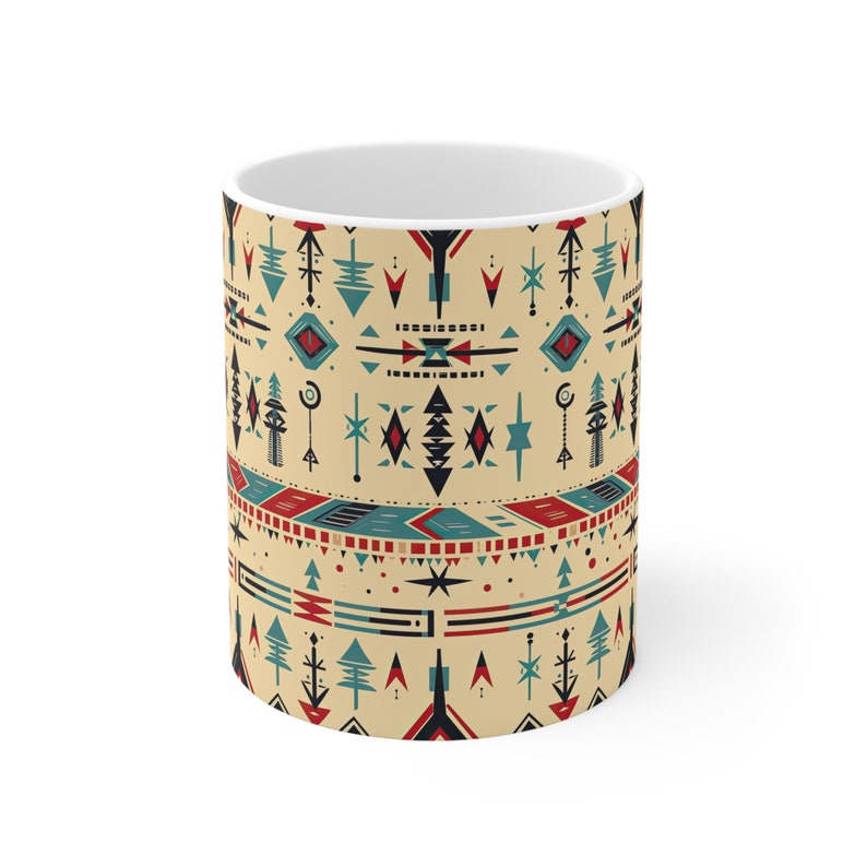 Retro Native American Indian Pattern Mug. Coffee or Tea Mug, Tribal Art ...