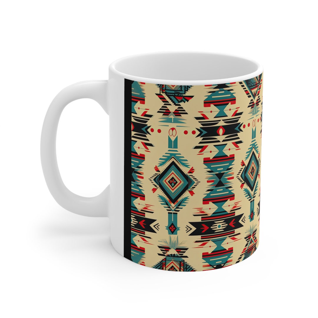 Retro Native American Indian Pattern Mug. Coffee or Tea Mug, Tribal Art ...