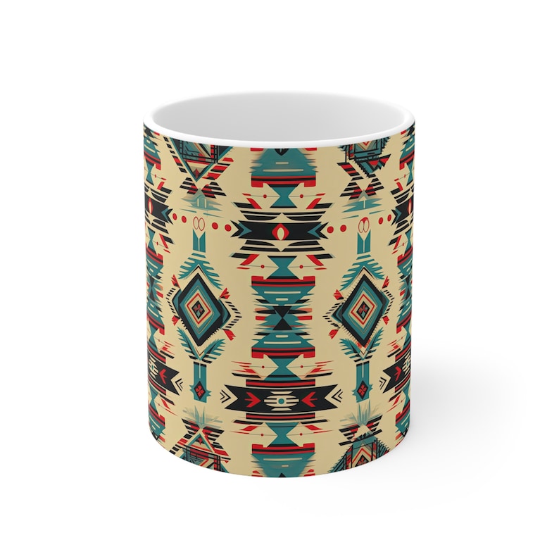 Retro Native American Indian Pattern Mug. Coffee or Tea Mug, Tribal Art ...