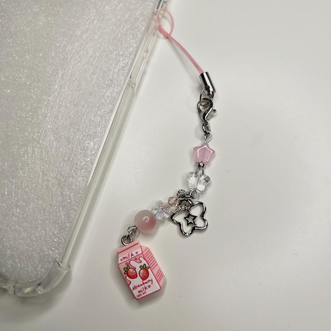 Pink Milk Cell Phone Charm Cute Kawaii Cell Phone Charm Gift Phone ...