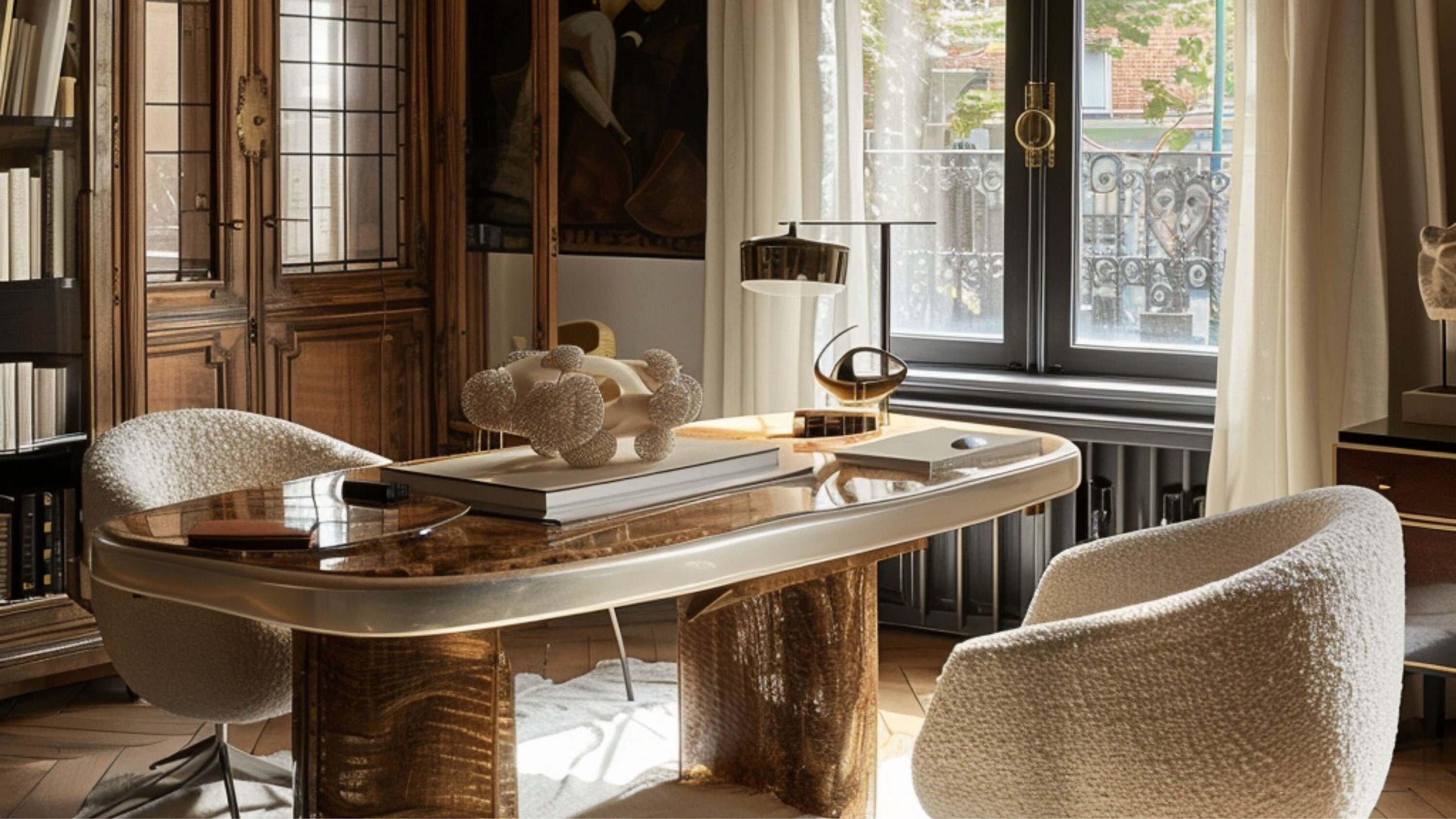 Beautiful Virtual Home Office Background for Video Calls in Cream, Grey ...