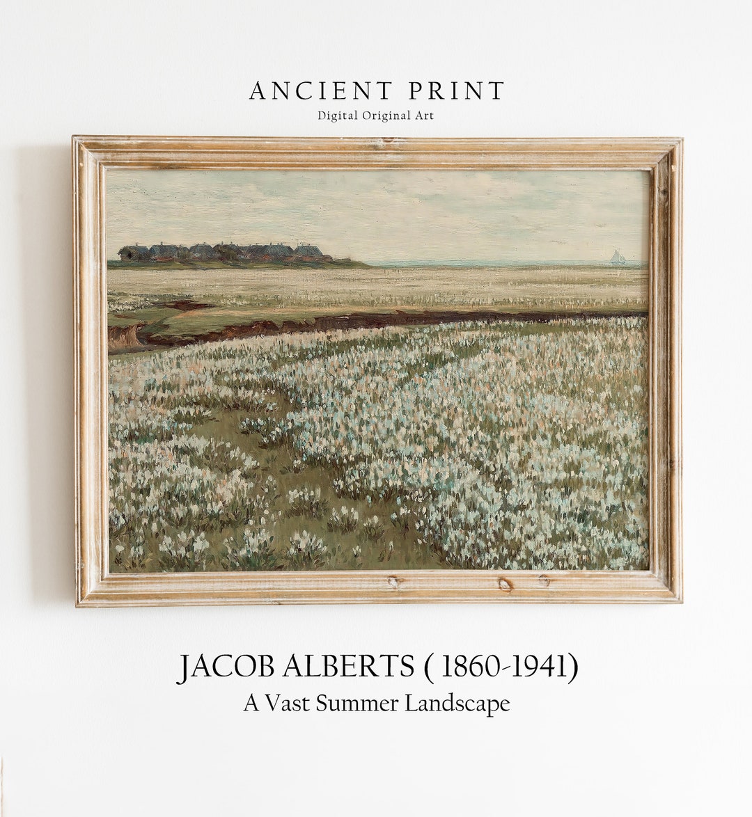 Jacob Alberts A Vast Summer Landscape, Vintage Wall Art, Painting, Home ...
