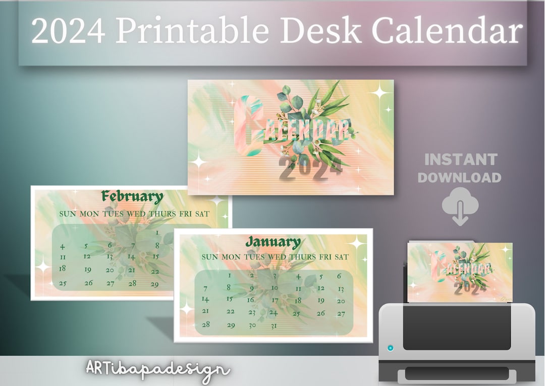 Digital Calendar 2024, 2024 Digital Desk Calendar, Aesthetic Desk ...