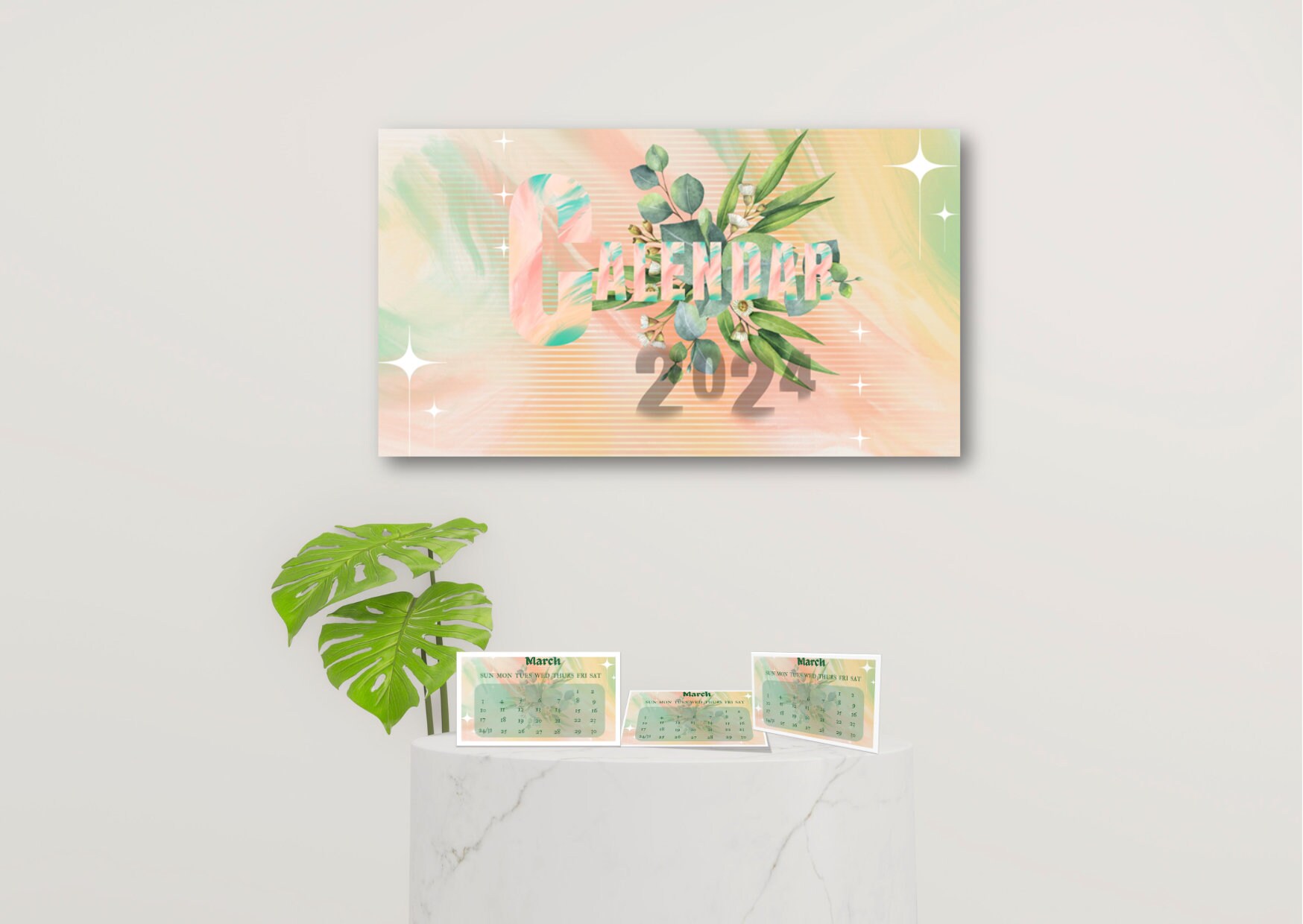 Digital Calendar 2024, 2024 Digital Desk Calendar, Aesthetic Desk ...