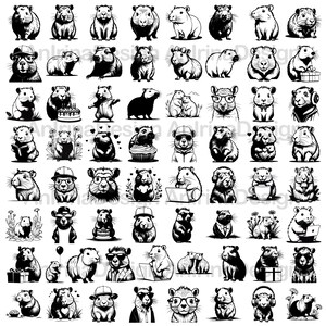 Cute Capybara Clipart, Outline Kit, Instant Download for Projects, SVG ...