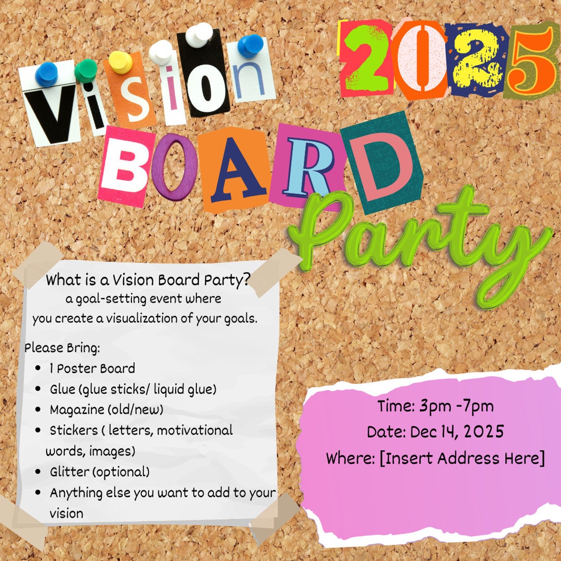 Vision Board Party Template - Etsy