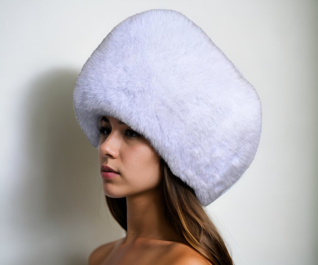Real Fox Fur Winter Russian Hat, White Fox Fur Luxury Hat, Luxury Gift ...