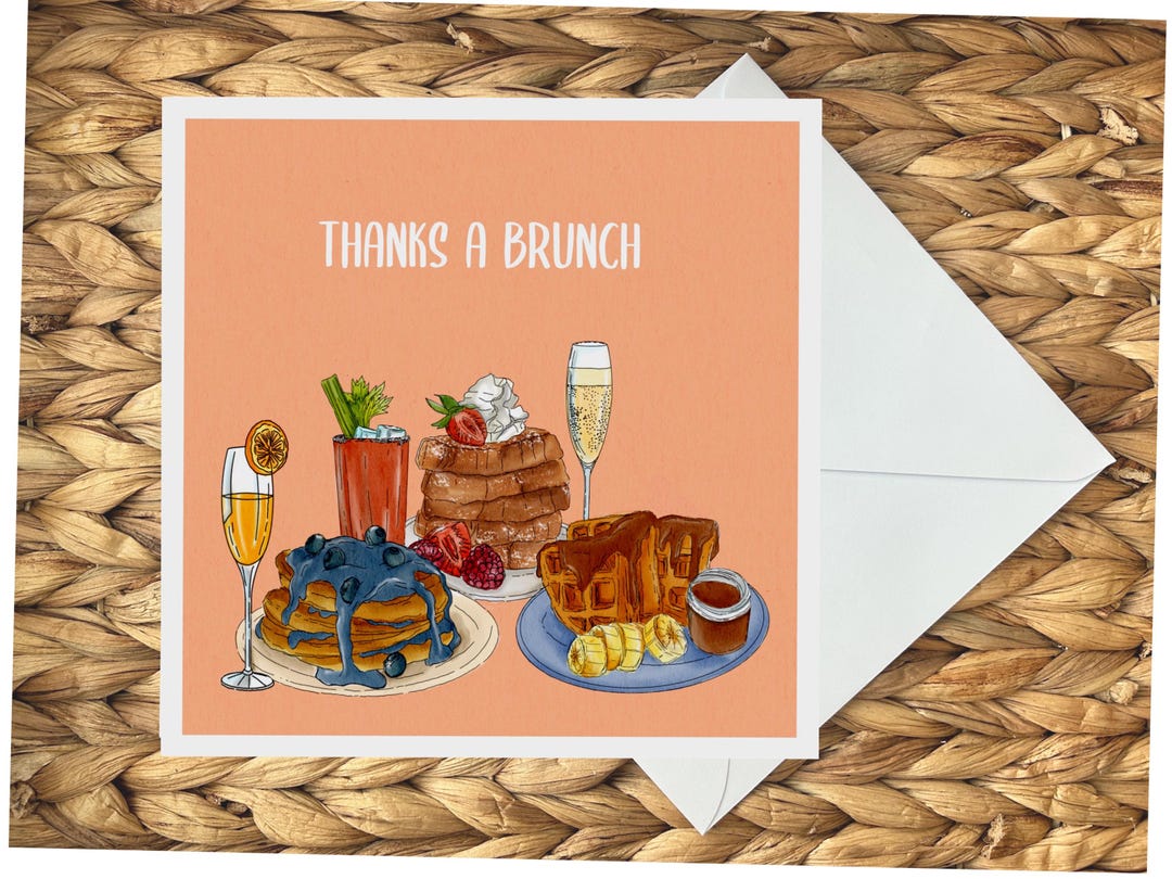 Thanks a Brunch, Funny Thank You Card, Breakfast Card, Brunch Fan, Card ...