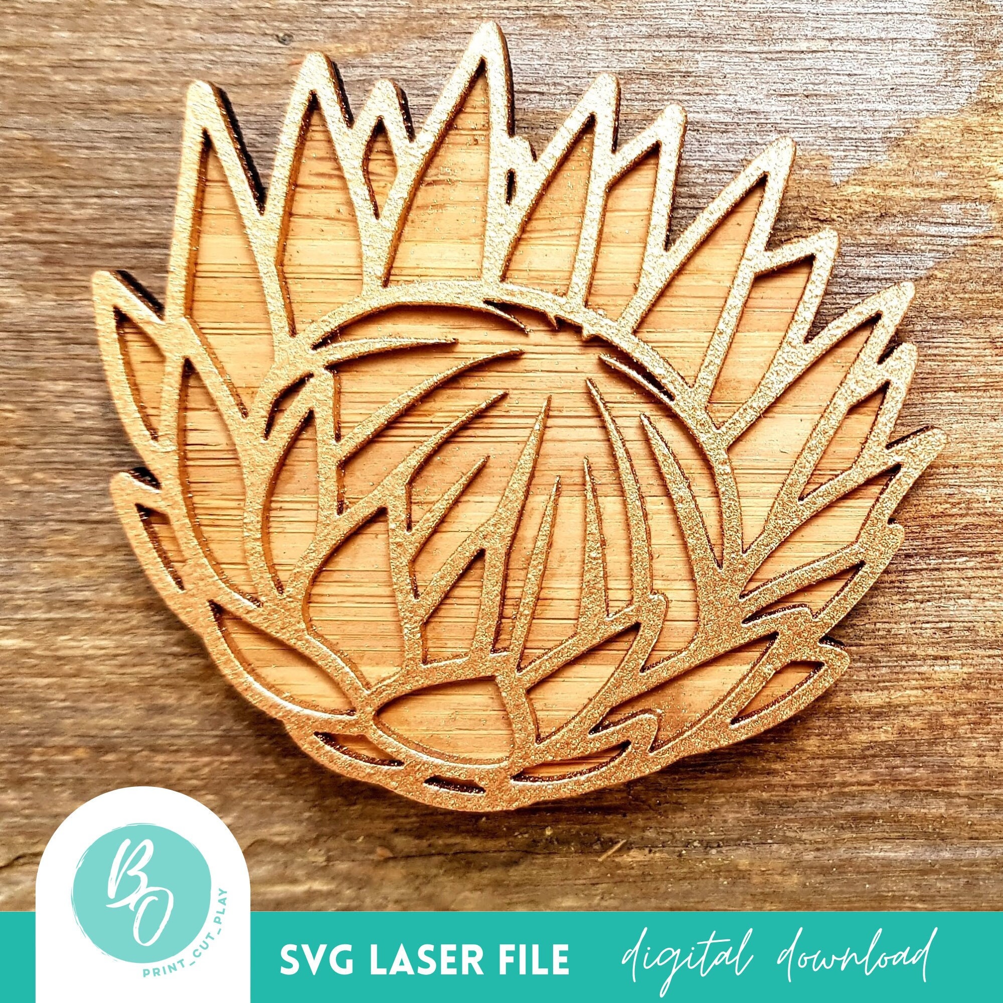 Protea Flower Brooch SVG File: Laser Cut Design (digital File) - Etsy