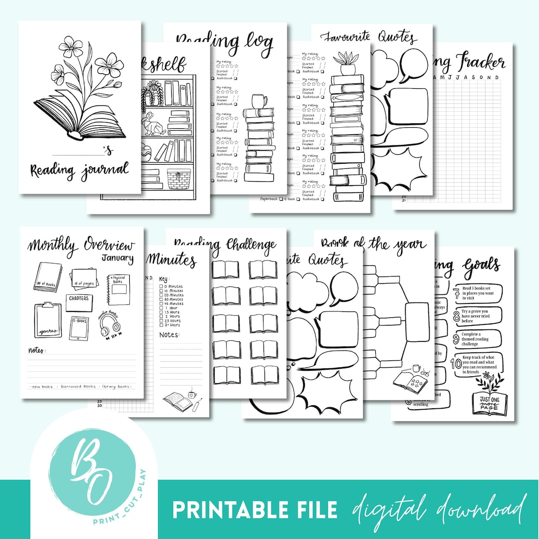 Printable Reading Journal | Book Tracker, Challenge, and Goal Planner ...