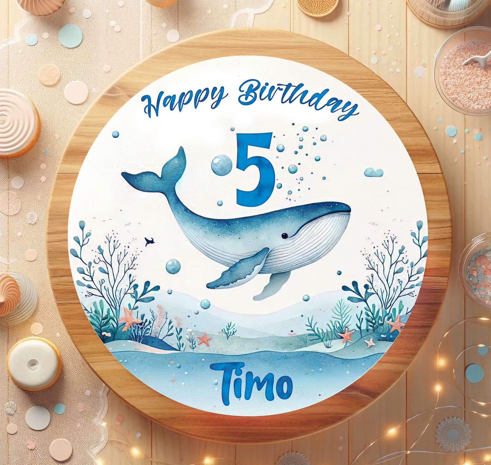 Cake Topper Fondant Birthday Underwater World Whale Sea World - Etsy