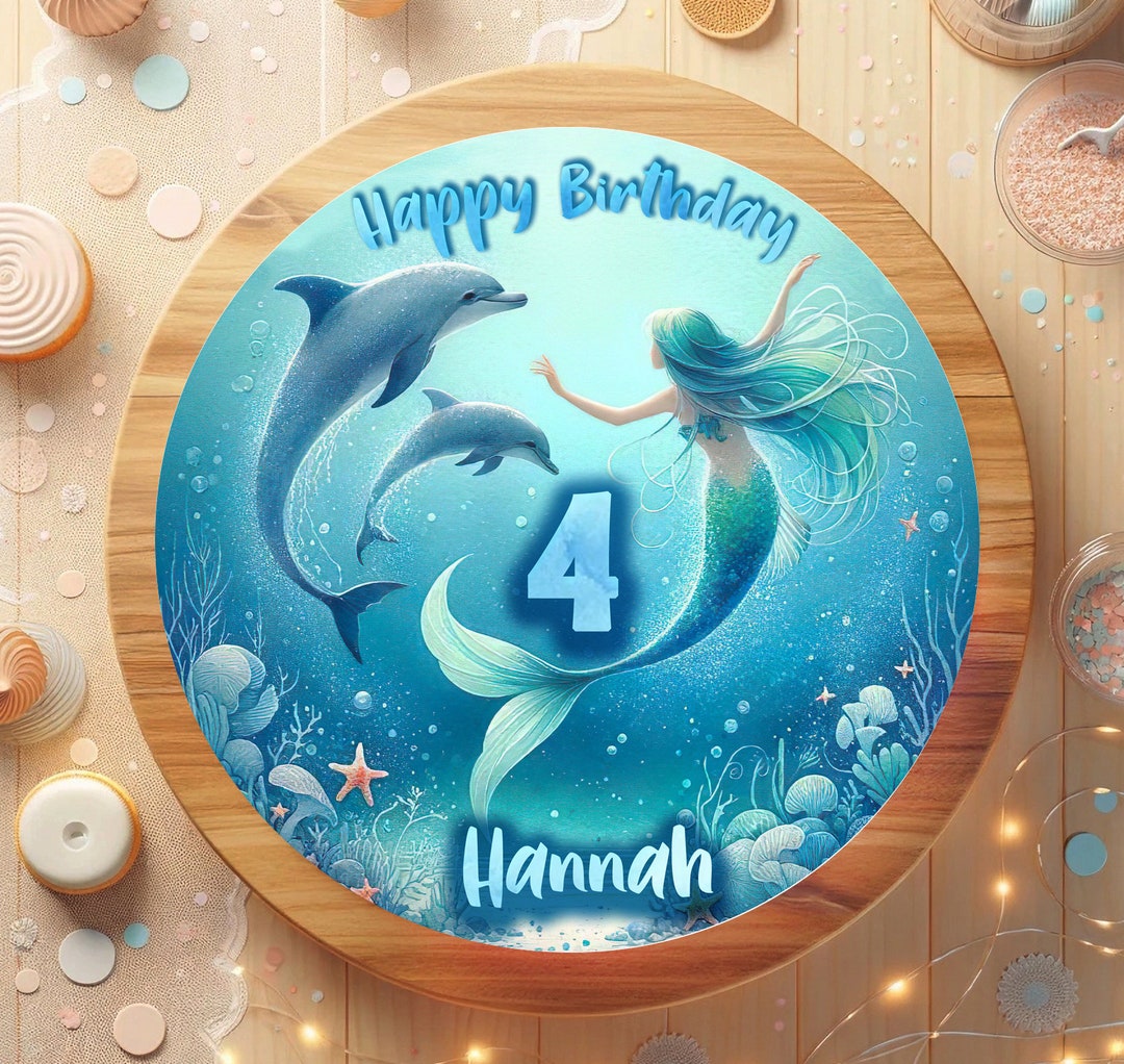 Cake Topper Fondant Birthday Underwater World Dolphins Mermaid - Etsy