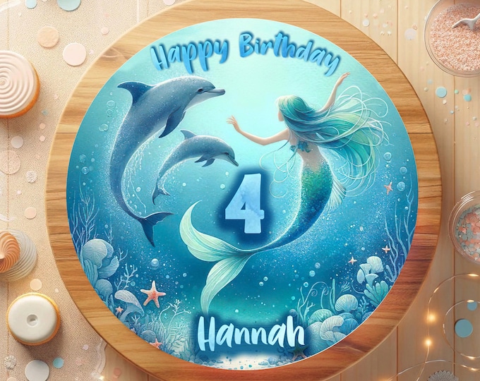Cake Topper Fondant Birthday Underwater World Dolphins Mermaid - Etsy