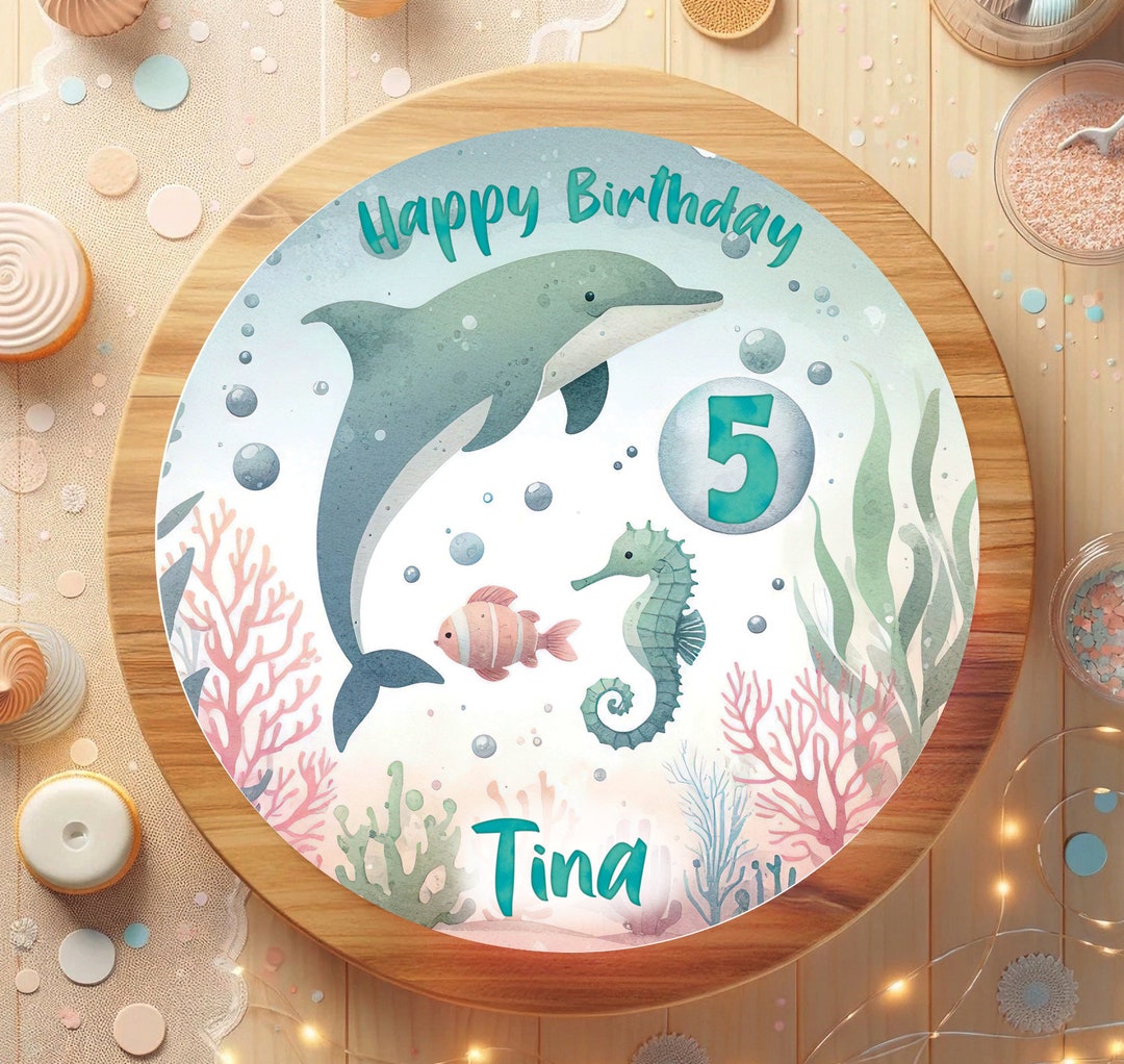 Fondant Cake Topper, Birthday, Underwater World, Dolphin, Seahorse ...