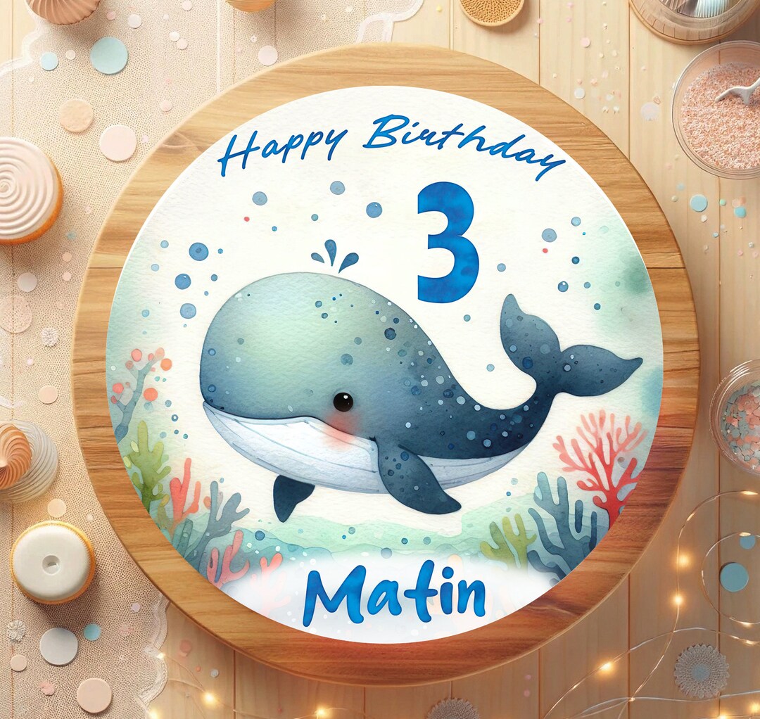 Cake Topper Fondant Birthday Underwater World Whale Sea World Magical ...