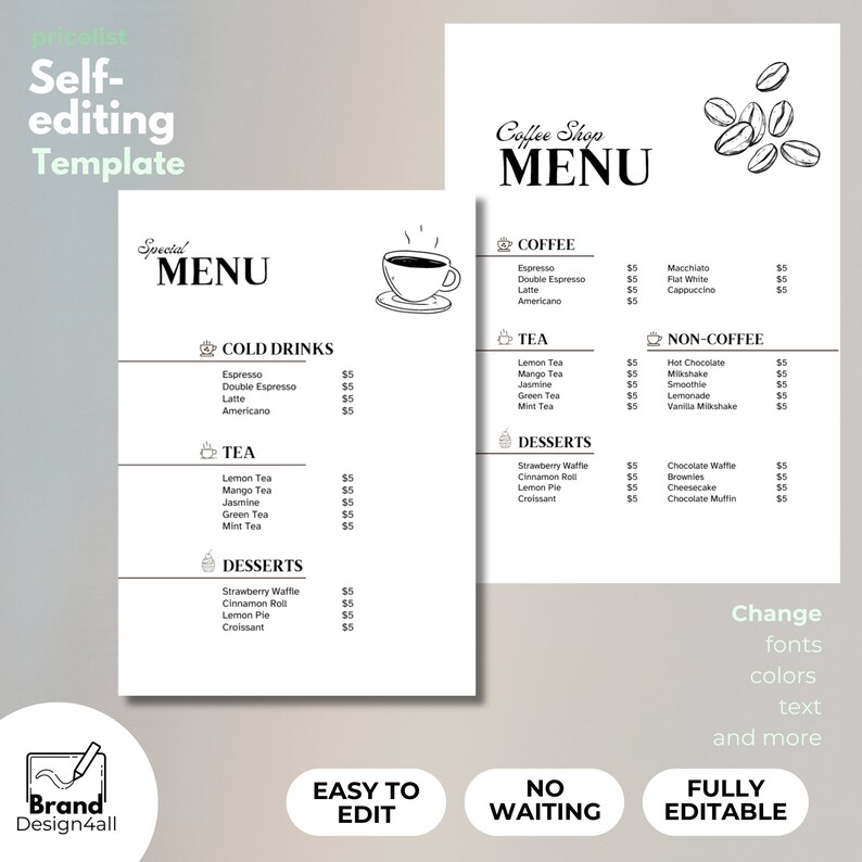 Price List Template Poster Coffee Shop | Menu Template | Easy to Edit ...