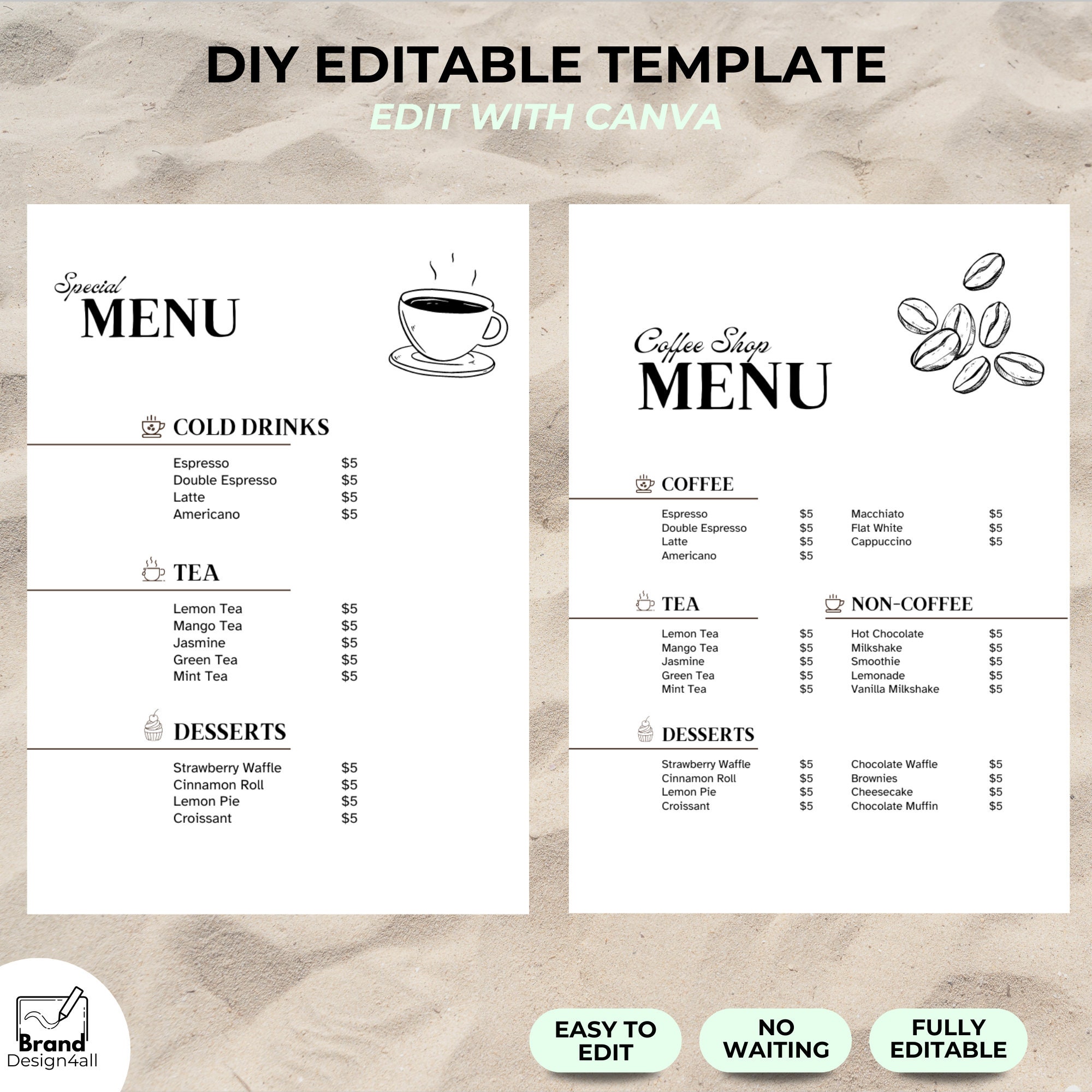 Price List Template Poster Coffee Shop | Menu Template | Easy to Edit ...