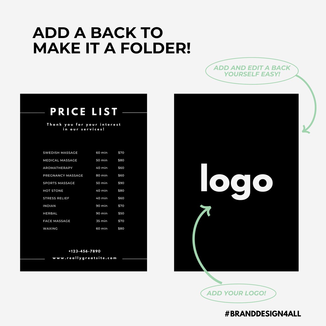 Price List Template | Black | Poster/flyer | Small Business Branding ...